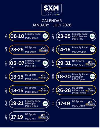 SXM PADEL LEAGUE SCHEDULE 2026